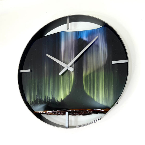 18” Northern Lights Live Edge Black Walnut Wood Wall Clock ...