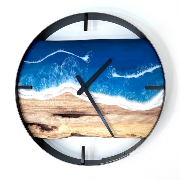 *NEW // 18” Life’s a Beach Live Edge Hickory Wood Wall Clock ...